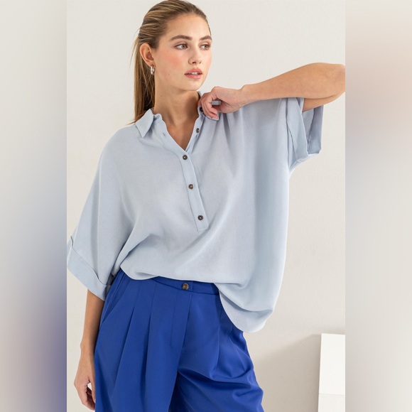 Tops | 12 Blue Oversized Shirt | Poshmark
